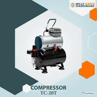 WGH Airbrush Compressor TC-20T Compact 1/5hp Quiet Oil-Free Adjustable ...