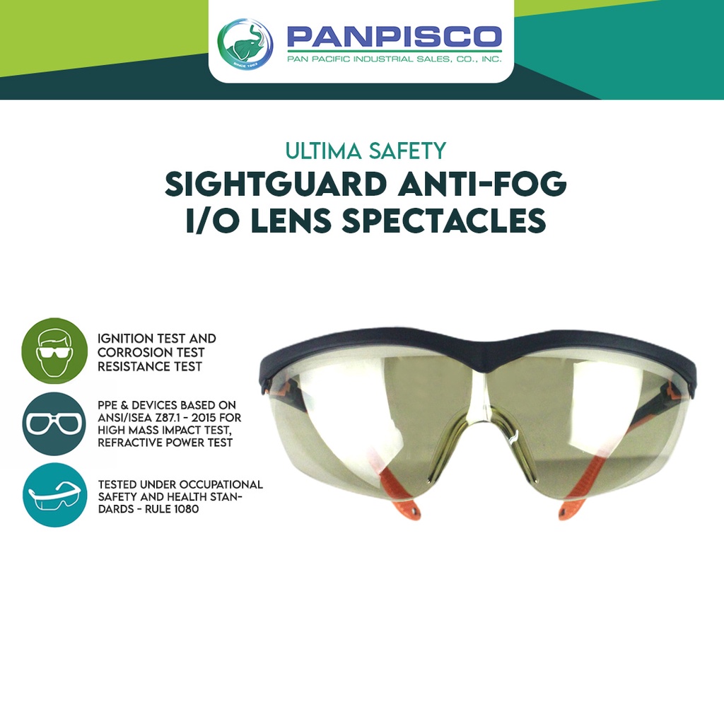 Panpisco Ultima Safety Sightguard Anti-Fog I/O Lens Spectacles | Shopee ...