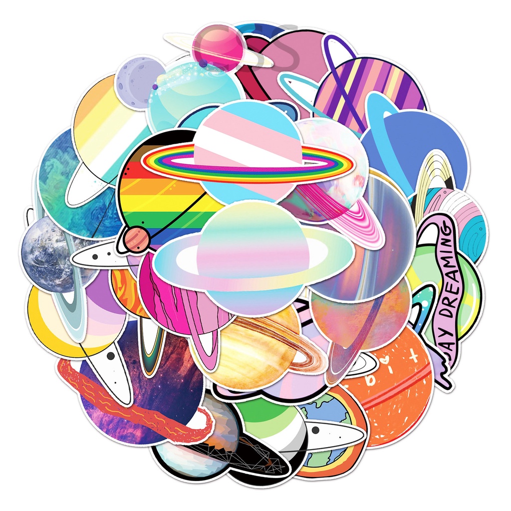 CSS.50Pcs/Set Galaxy Planet Cartoon Graffiti Waterproof Sticker INS ...