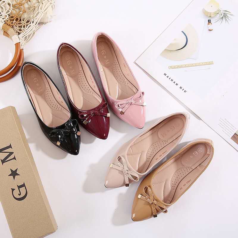[JOAN] summer fashion Pointed toe glossy leather Doll shoes Flat shoes ...