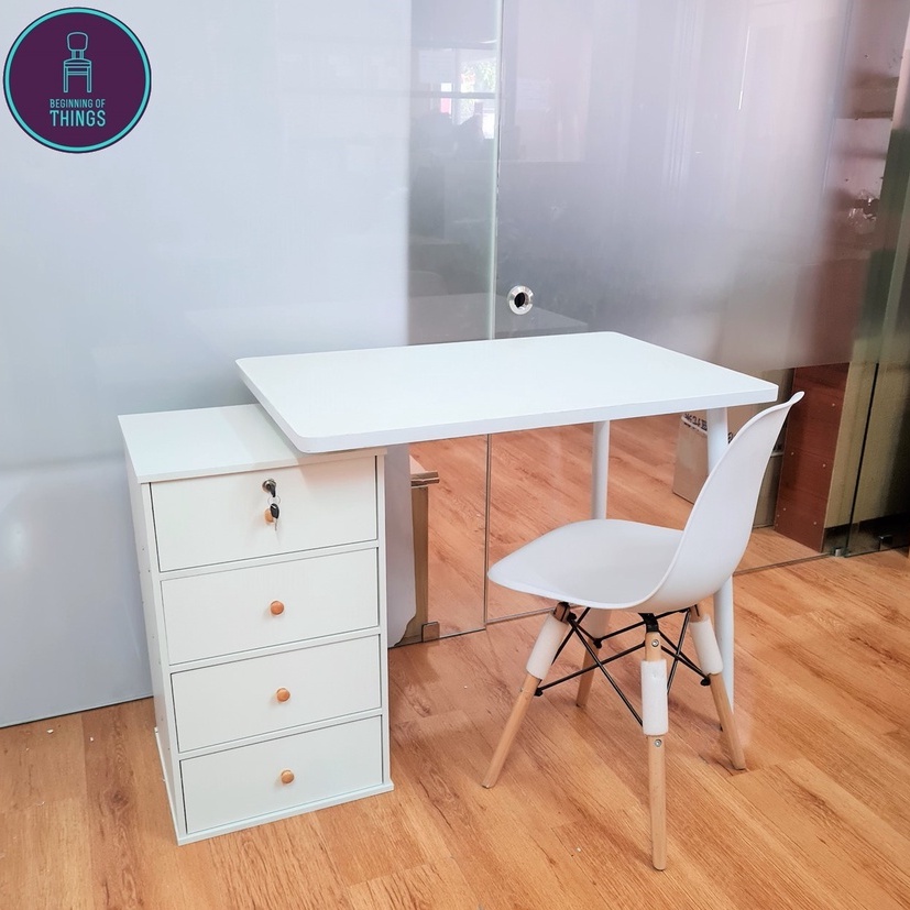 PAVEL All White All Black Set Office Computer Table with Mobile ...