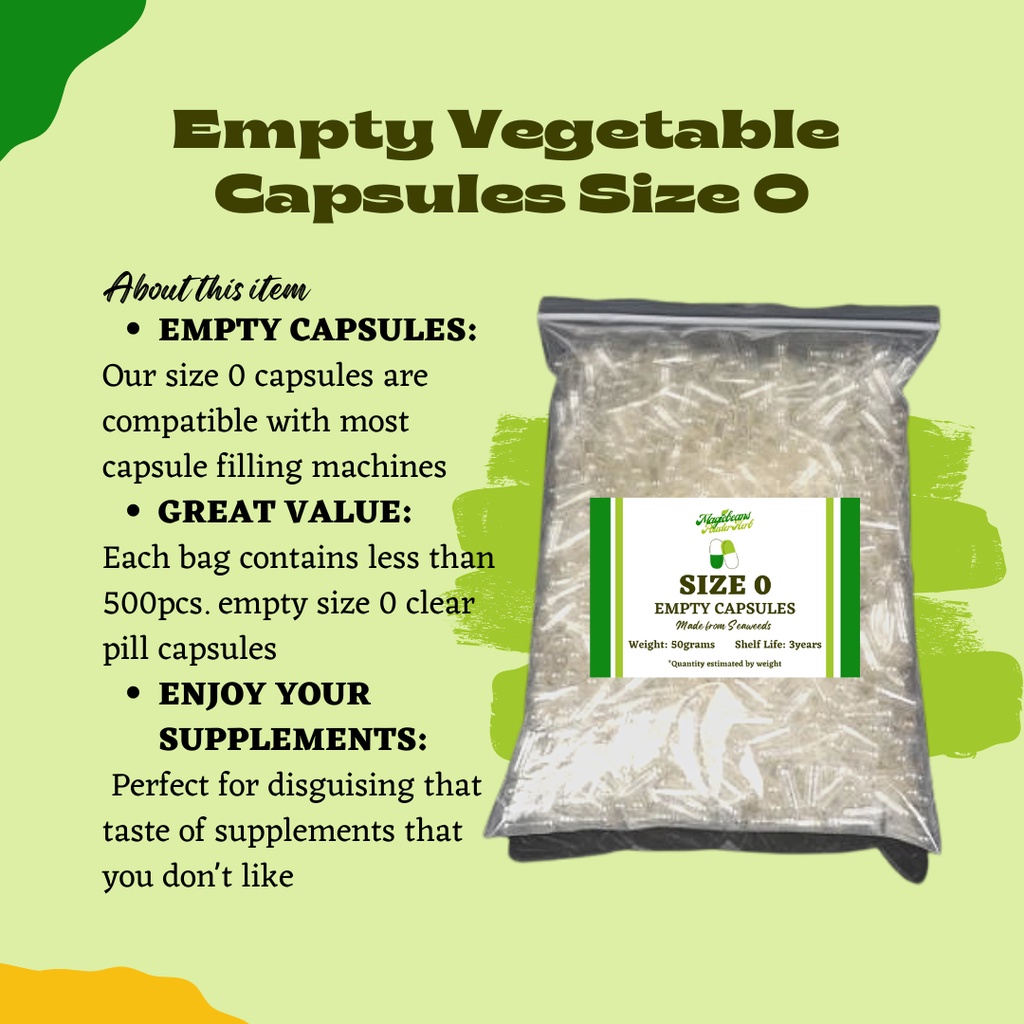 Empty Capsule Size "0" (Vegetable, Kosher, Non-GMO, Halal) 50grams per ...