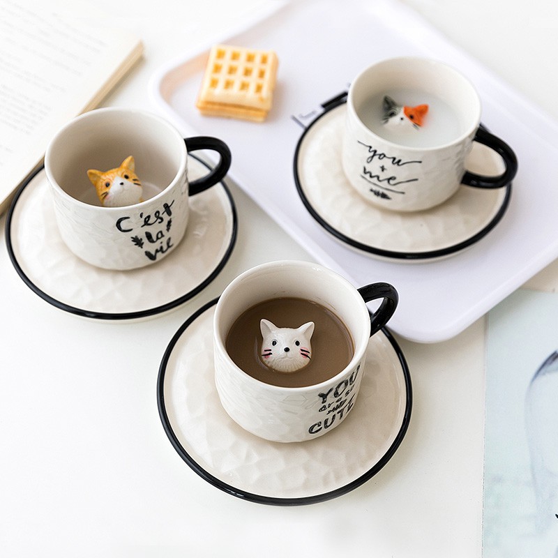 Cute Kitten Ceramic Cup Cat Clamp 3D Animal Cat Catching A Mug Coffee ...