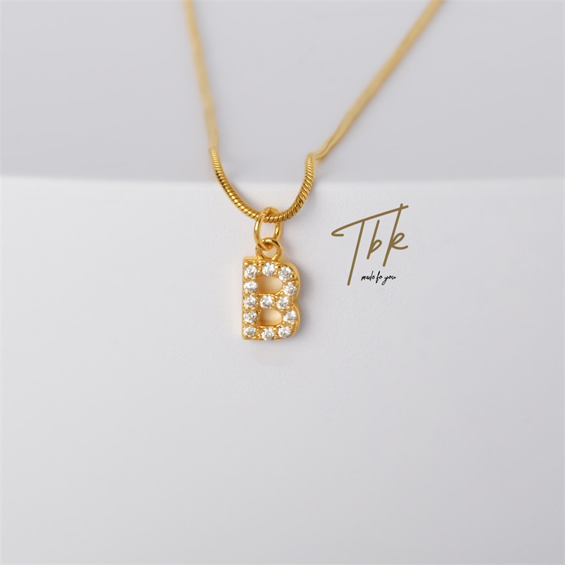 TBK Iced Initial Choker 18K Gold Letter A-Z Pendant Necklace Accessories 38n | Shopee Philippines