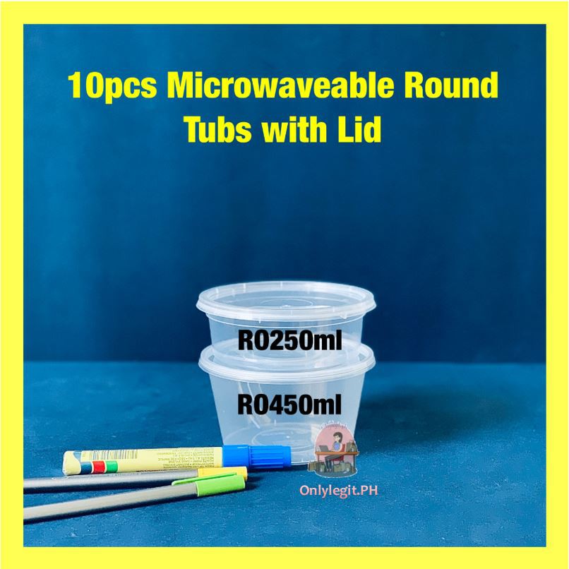10pcs Microwaveable Round Tub with Lid (RO250/300 RO450 RO750) | Shopee ...