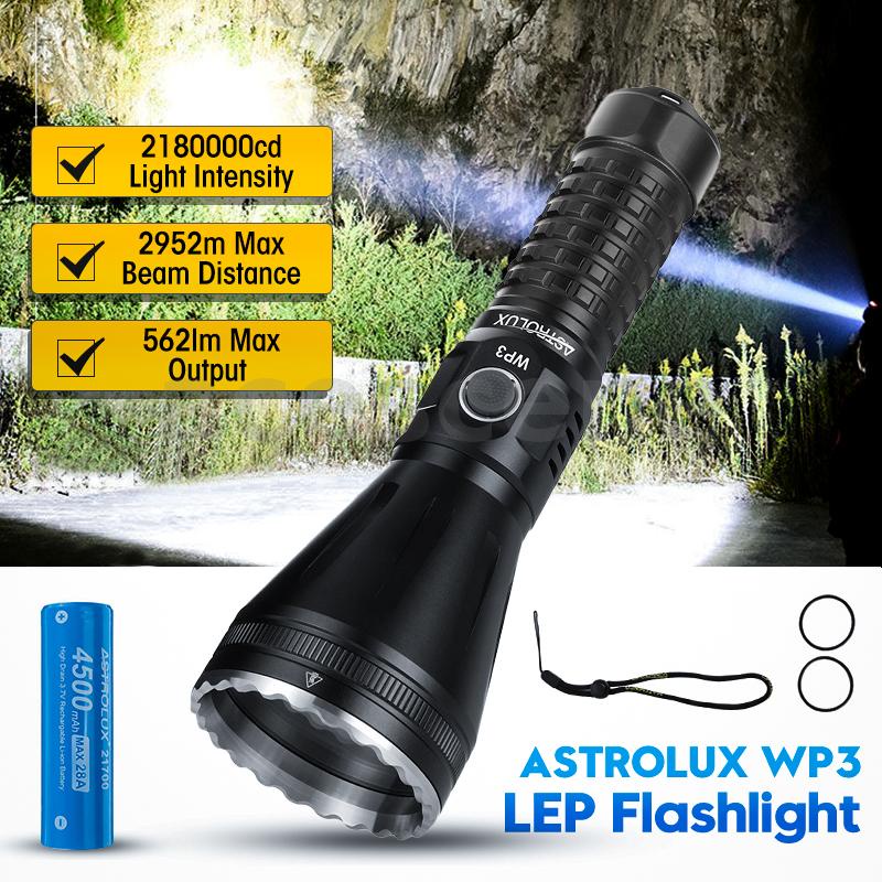 ASTROLUX WP3 LEP Flashlight Long Range Super Bright IPX6 21700 ...