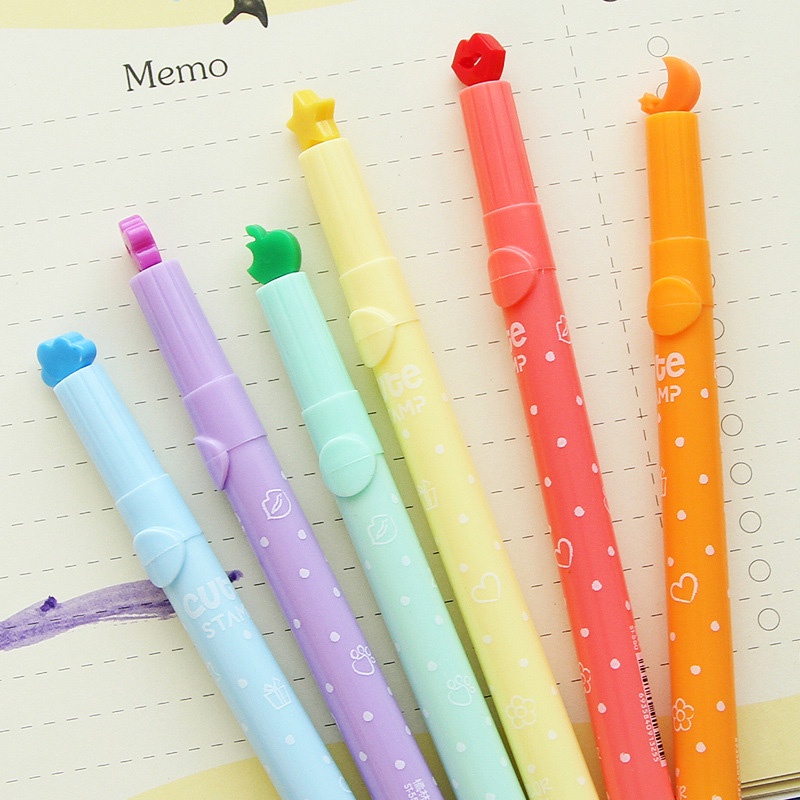 1Pc Candy Color Highlighters Inks Stamp Pen Creative Marker Pen School ...