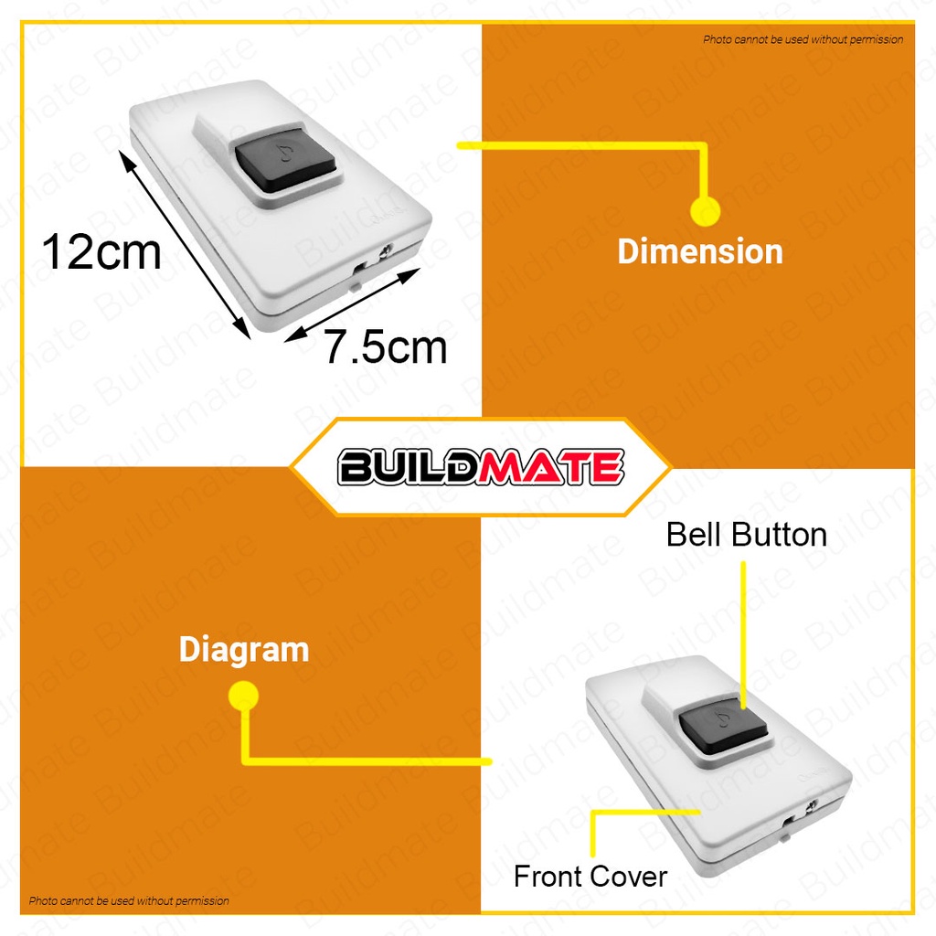 Buildmate x OMNI Weatherproof Door Bell Switch Doorbell WPB-603 [COVER ...