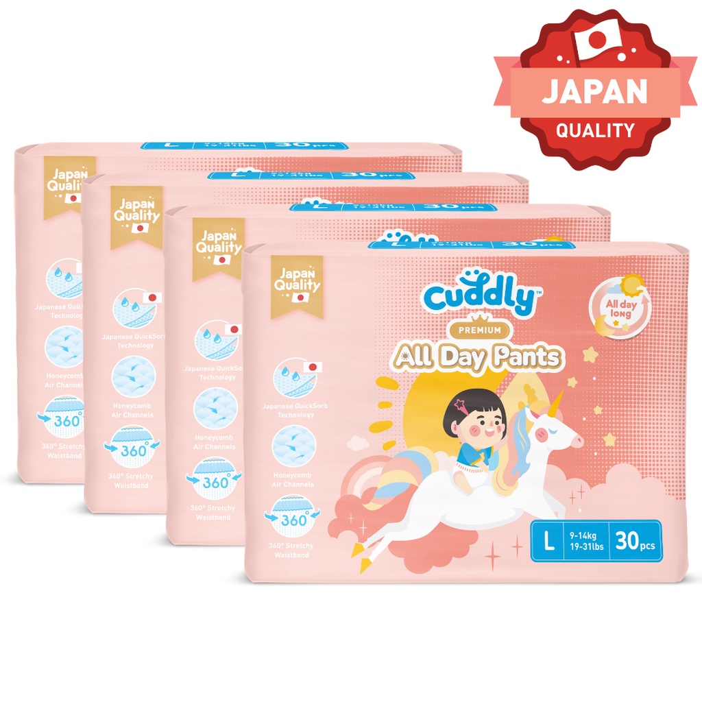 Cuddly All Day Overnight Premium Baby Pants Diaper 120's - Large ...