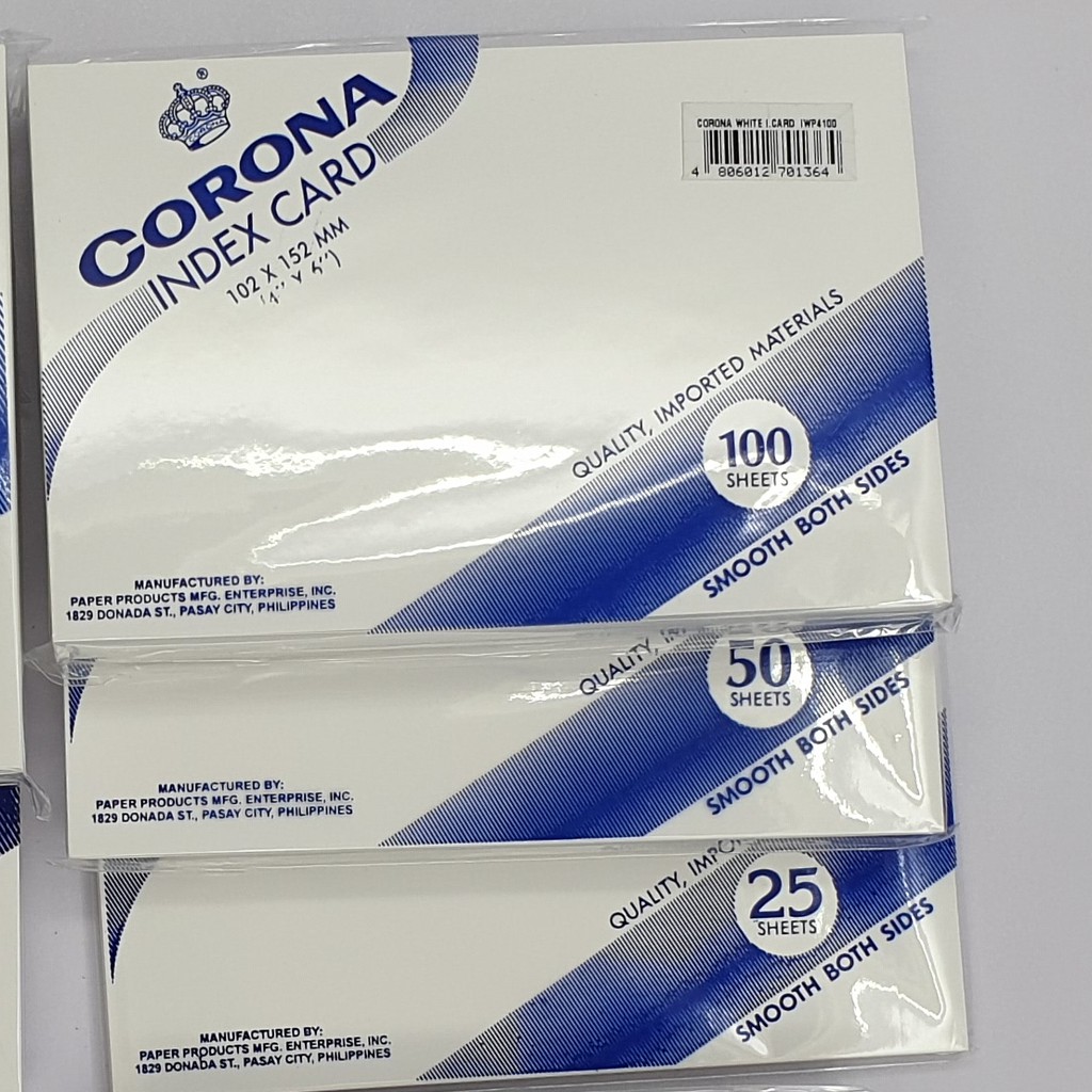 Corona Index Card (4 x 6 in) (Plain White) | Shopee Philippines
