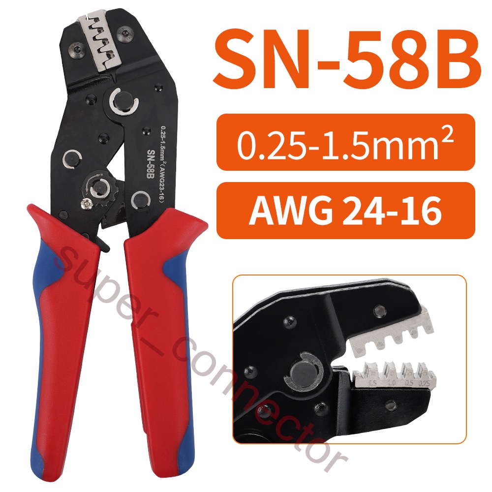 SN-58B 0.25-1.5mm², AWG24-16 Non-insulated Crimper for Dupont Jumper Wire EPS PCIE SATA PINS ...