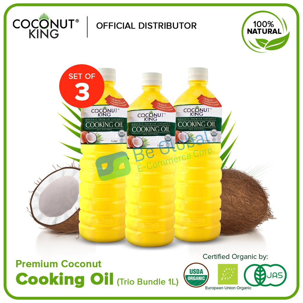 Coconut King Organic Premium Coconut Cooking Oil 1L (Trio Bundle ...