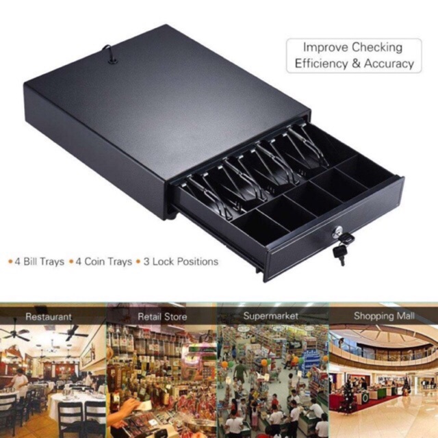 POS Electronic Cash Drawer Box Case Storage 4 bills & 3 coins/4 bills ...
