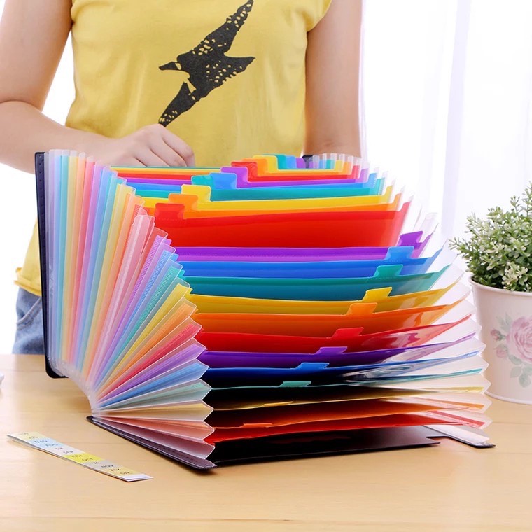 24 POCKETS MULTILAYER A4 PLASTIC FILING EXPANDABLE ENVELOPE | Shopee ...