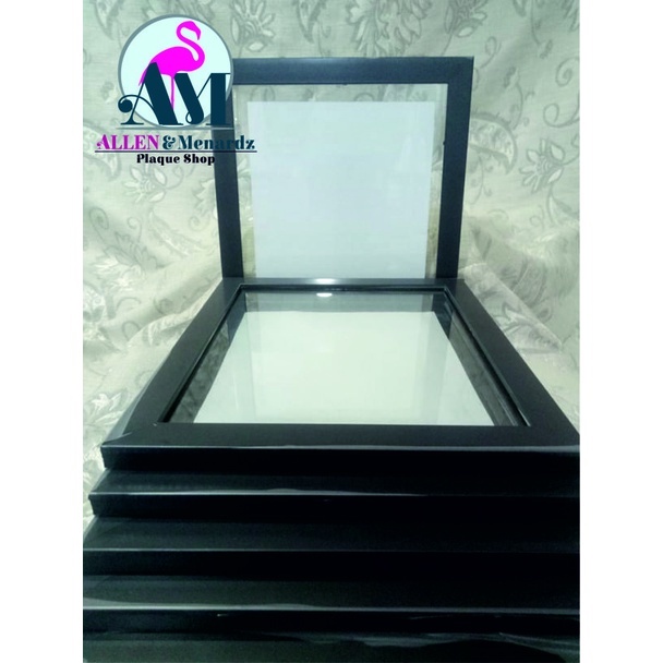 GLASS TO GLASS THICK FRAME BLACK PLAIN 10R Size (10x12 inches) | Shopee ...