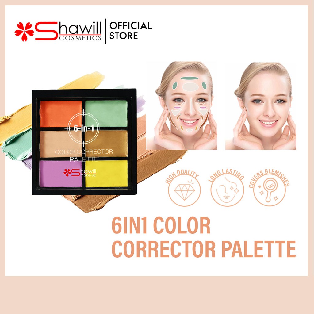 Shawill Corrector Make Up Long Wearing Color Concealer Palette 6 in 1 ...