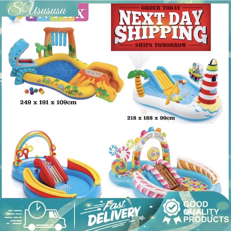Intex Inflatable Swimming Pool for KidsDinosaur Paradise Rainbow Circle ...