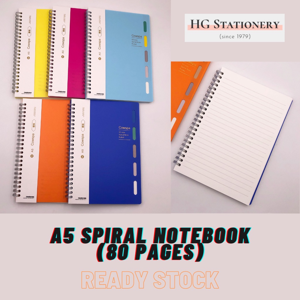 A5 Size 80 Pages Spiral Bound Ring Notebooks Lined Paper Colorful ...