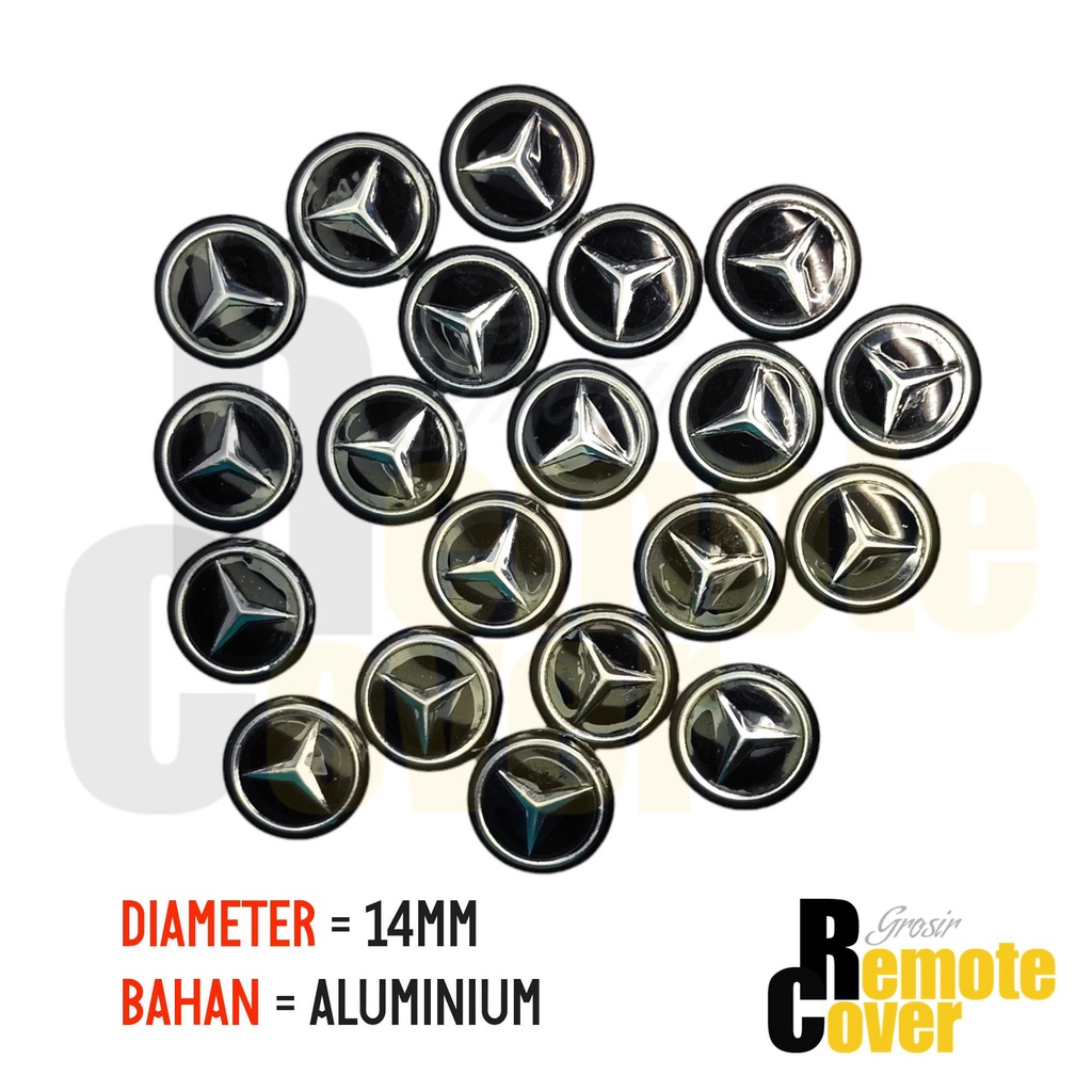 Emblem Key Sticker Aluminum Round Logo 14mm Key Mercedes Benz | Shopee ...