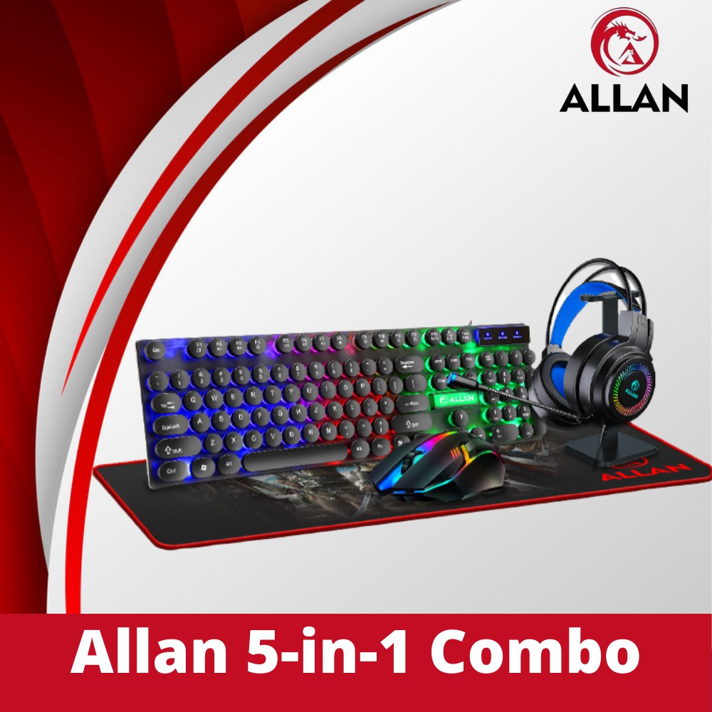 Allan Gaming 5-in1 Keyboard and mouse Mouse pad Headset and Headset ...