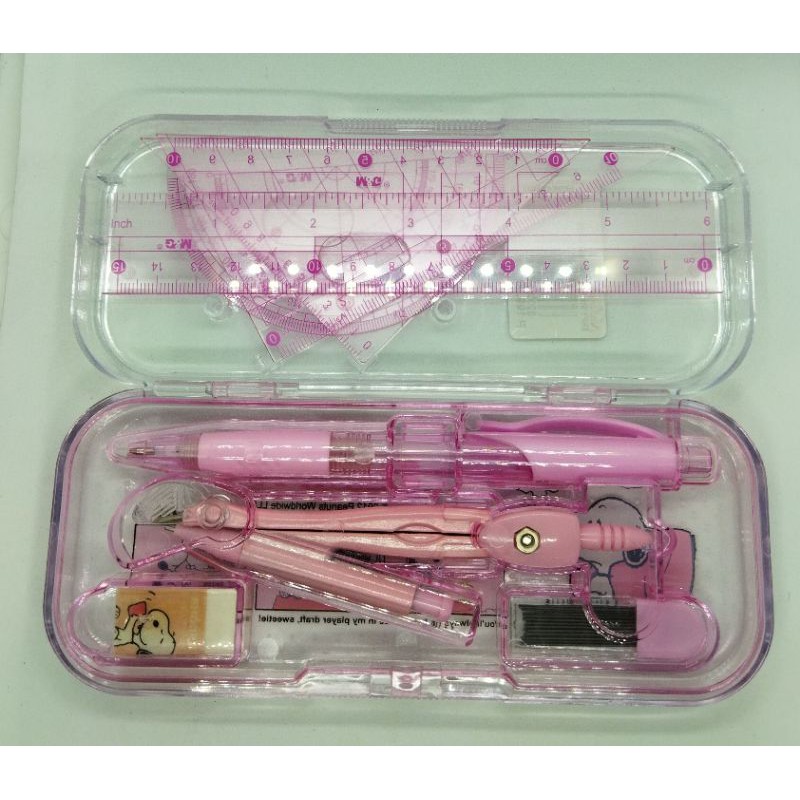 Blue Snoopy Stationery Triangle Drawing Compass Set contains Mechanical ...