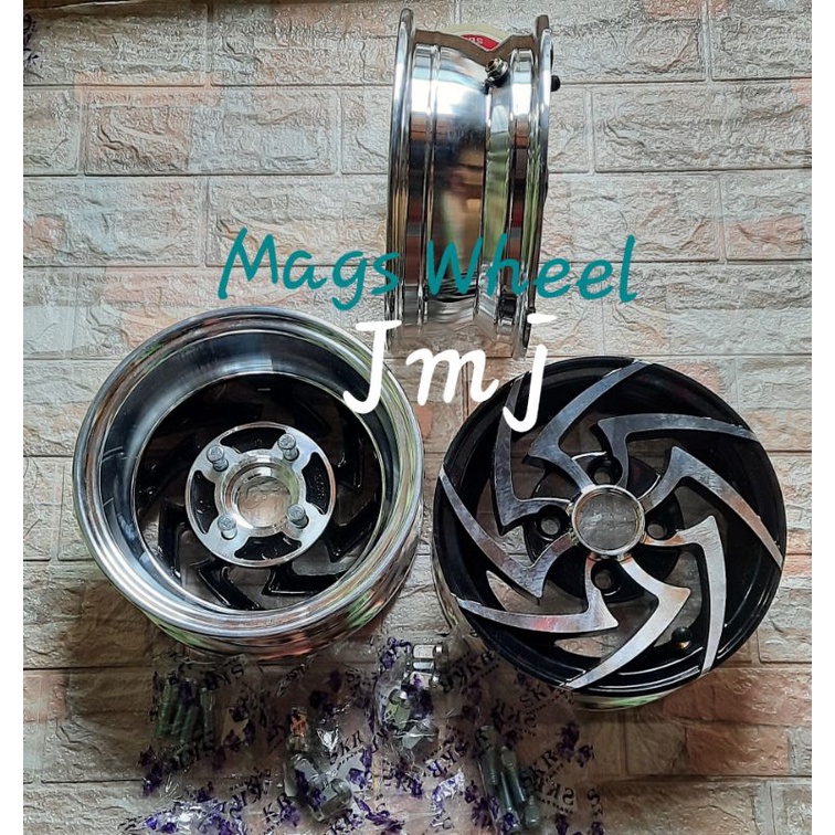 BAJAJ RE /TVS KING PIAGGIO ALLOY MAGS WHEEL(3pcs)SIZE 4.00X8 WITH STUD ...