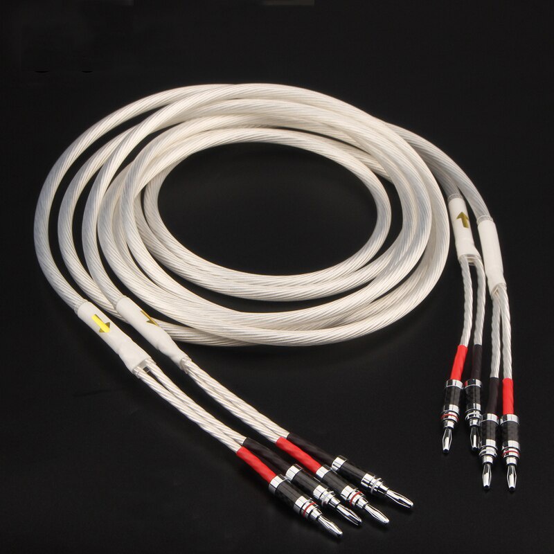 One Pair HIFI Silver-plated Speaker Cable Hi-end 4N OFC Speaker Wire ...
