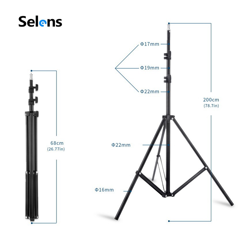 Selens W803 2m Light Stand Tripod Aluminum Alloy Studio Equipment for ...