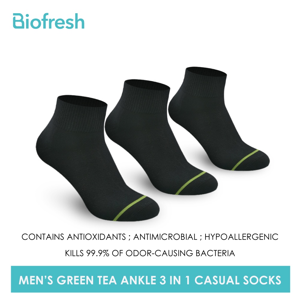 Biofresh RMCTG1801 Men's Green Tea Ankle Lite Casual Socks 3 pairs in a ...