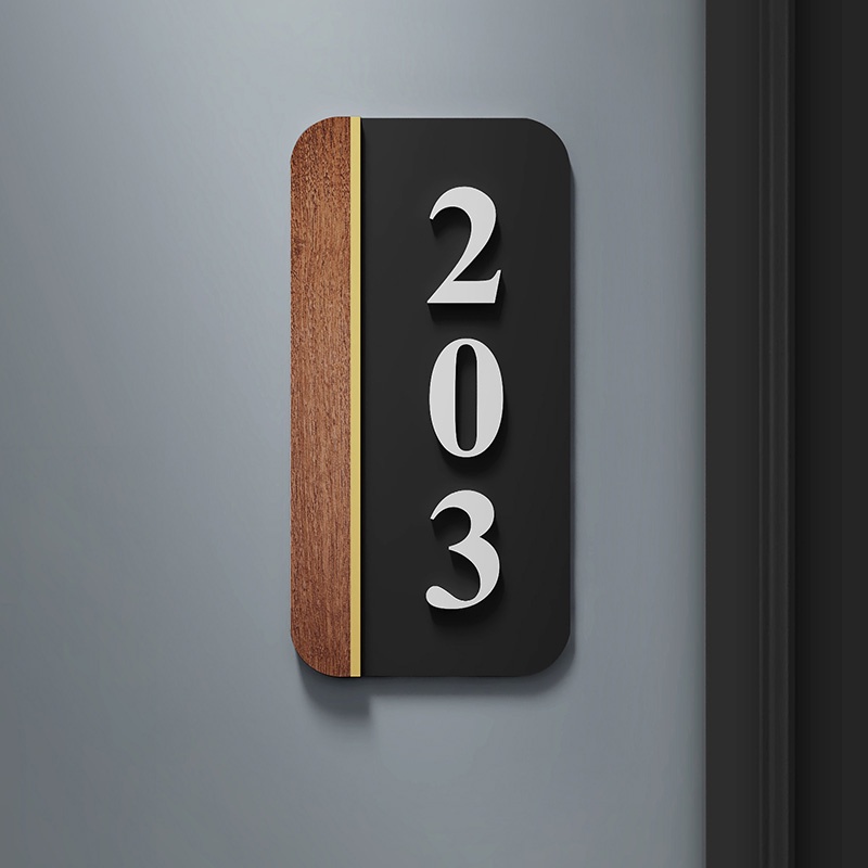 NFXT Wood grain house number plate home custom hotel room number plate ...