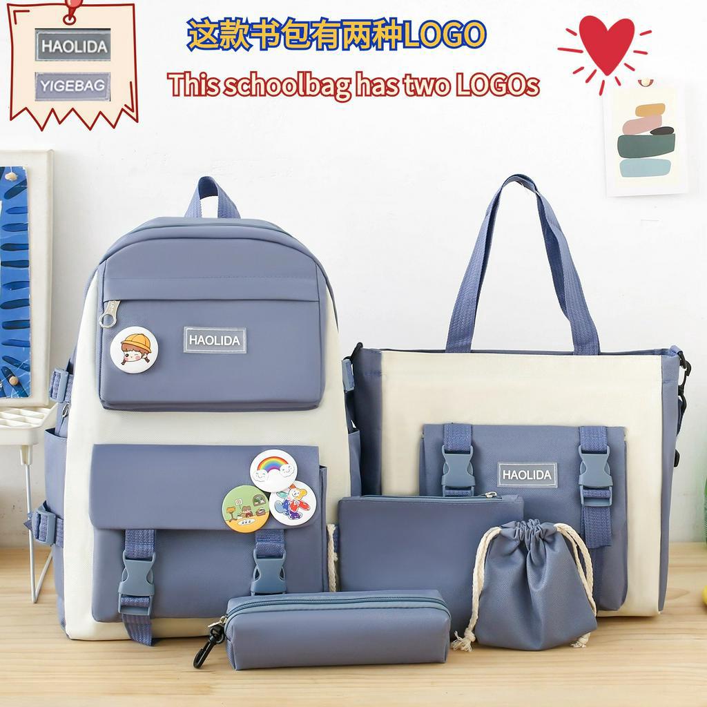 Crazy Bag Five-piece color matching schoolbag 2022 new girls' backpacks ...