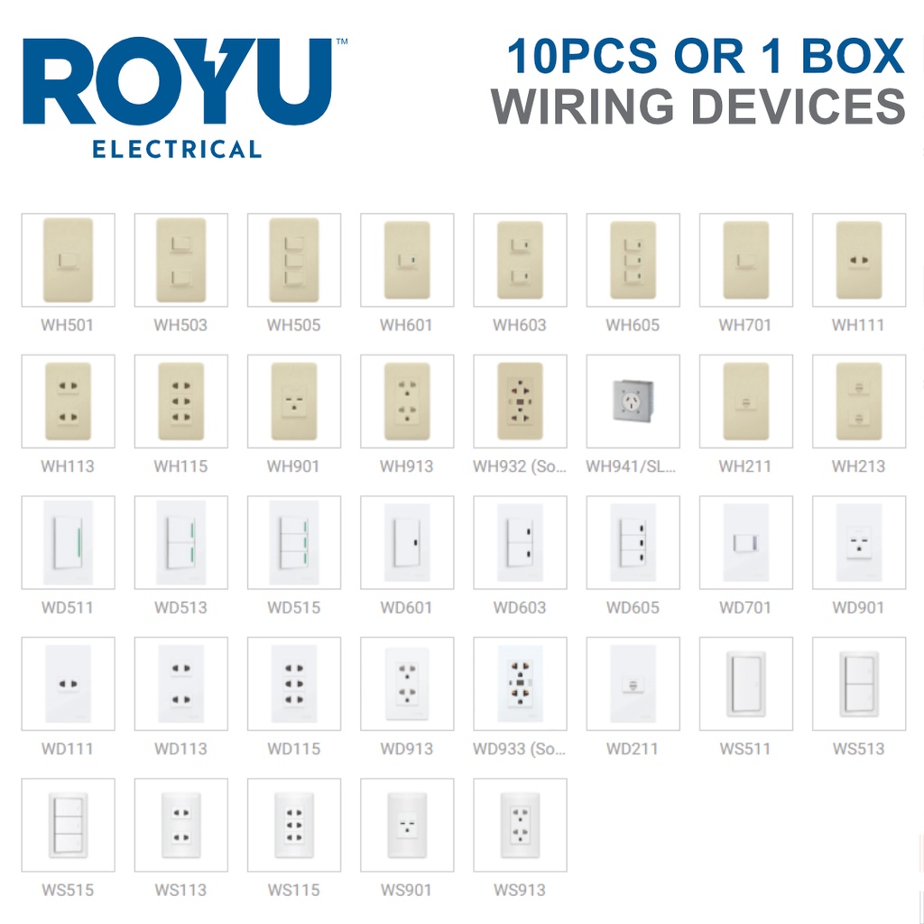 Box Royu Classic & Wide 1, 2, 3 Gang Switch, Outlet, Duplex, AC Outlet ...