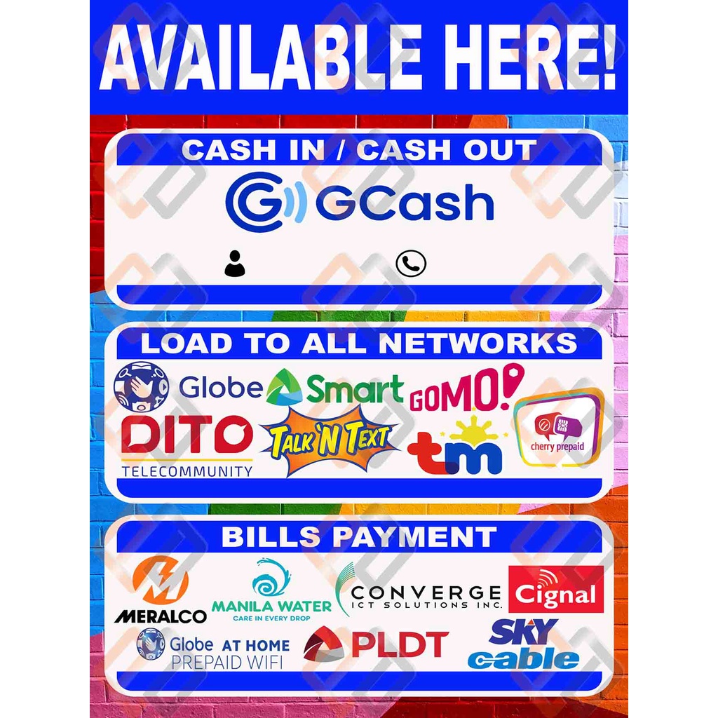 e-Business Tarpaulin (All-In-One) (GCash | Load To All Network | Bills Payment) | Shopee Philippines