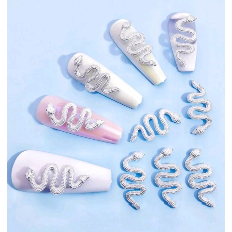 2pcs Gold or Silver Snake Design Alloy Charm Nail Art Decorations ...