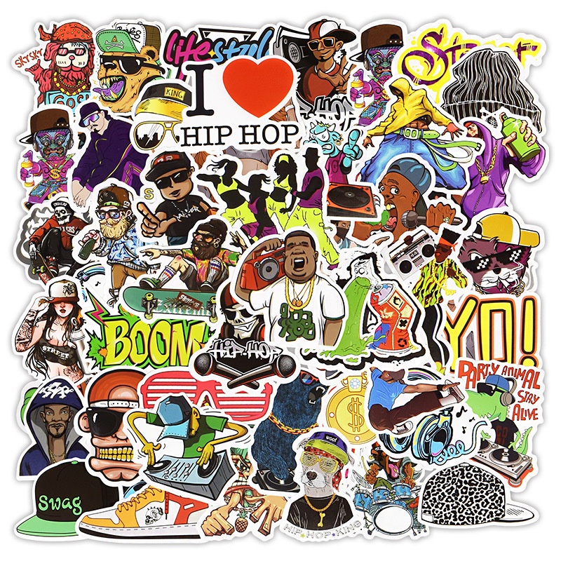 50pcs HipHop Stickers Glossy Cool Rock Decals for DIY Waterbottle ...