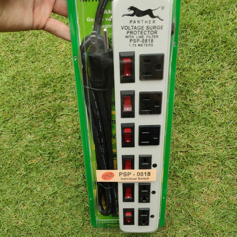Panther Extension Cord Voltage Surge Protector PSP-0818 Heavy Duty ...