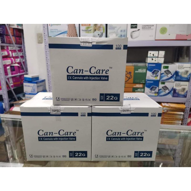 IV CANNULA WITH INJECTION VALVE - SIZE 22G - 100PCS PER BOX - CANCARE ...