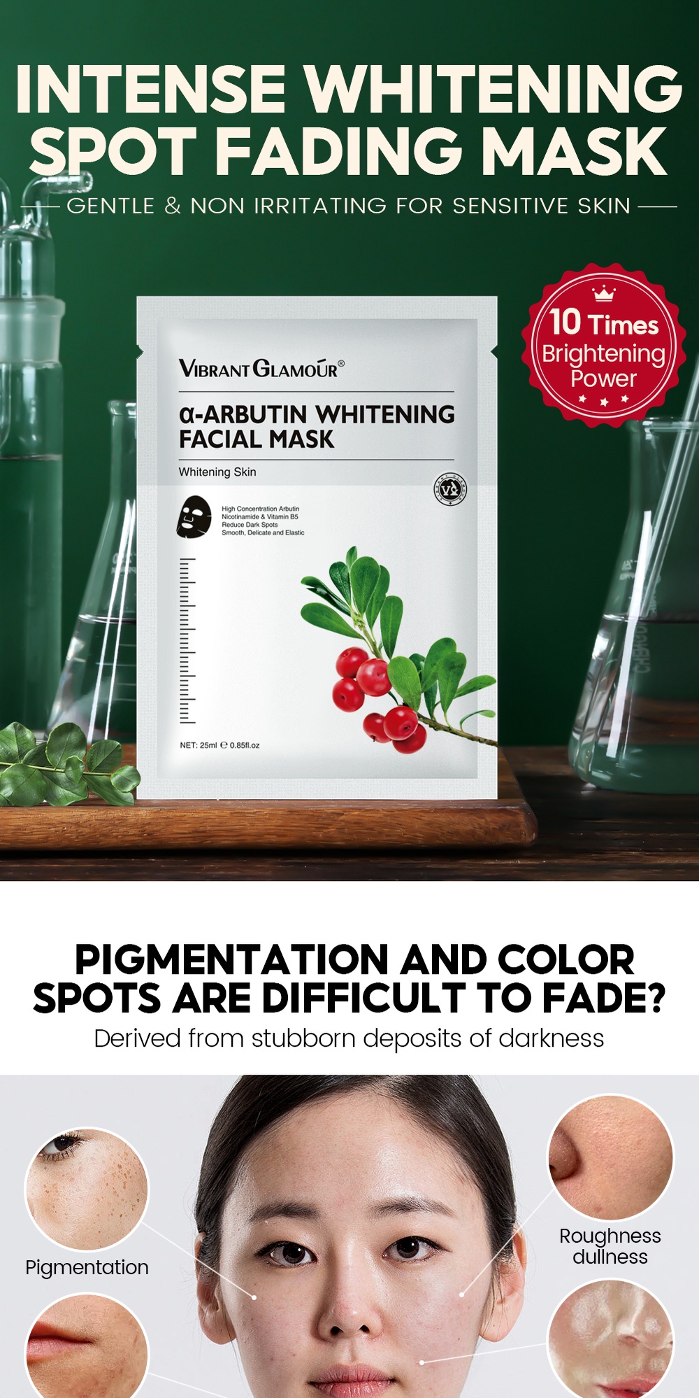 VIBRANT GLAMOUR α-Arbutin Whitening Facial Mask Hydrating Face Sheet ...