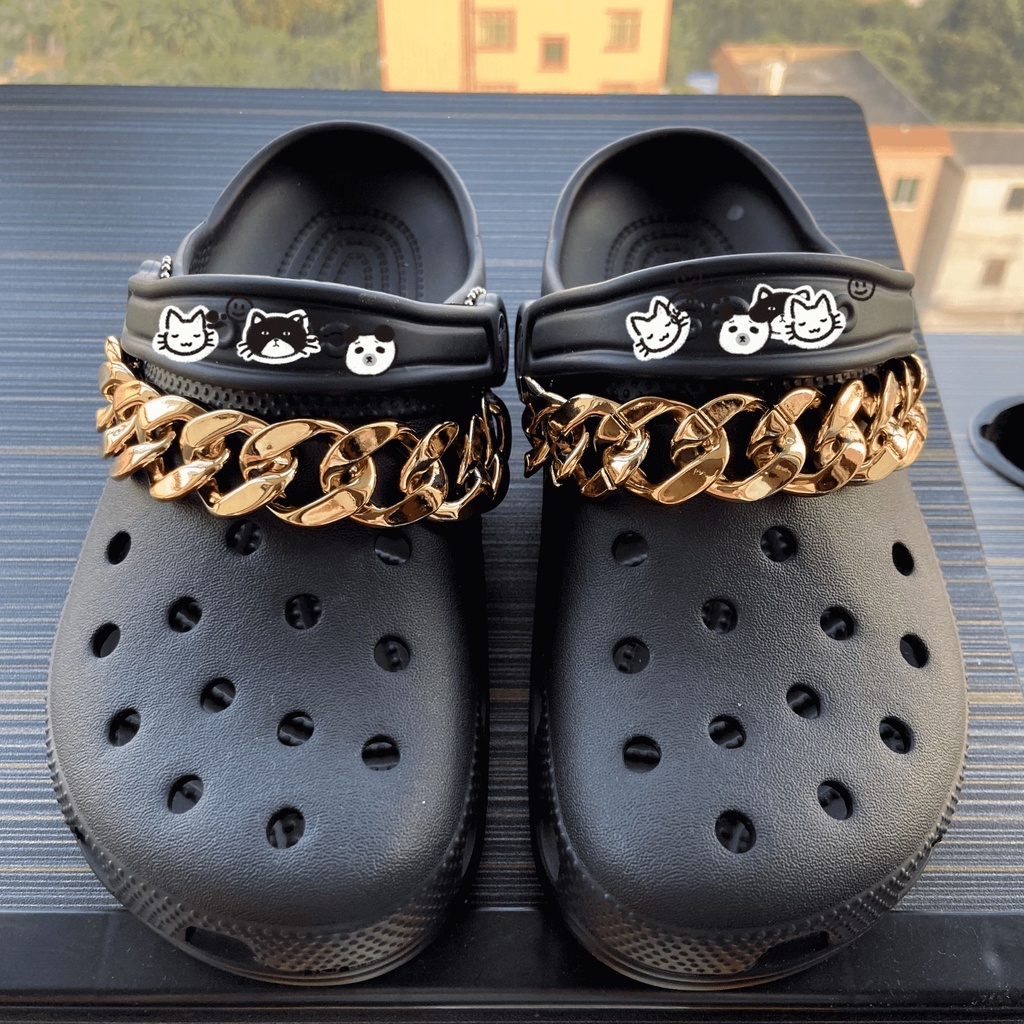 2pcs Gold Chain Silver Chain clog Fashion Chain clog slipper sticker ...