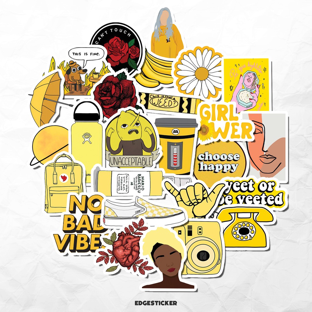 26pcs YELLOW THEME Aesthetic Sticker Tumblr | Shopee Philippines