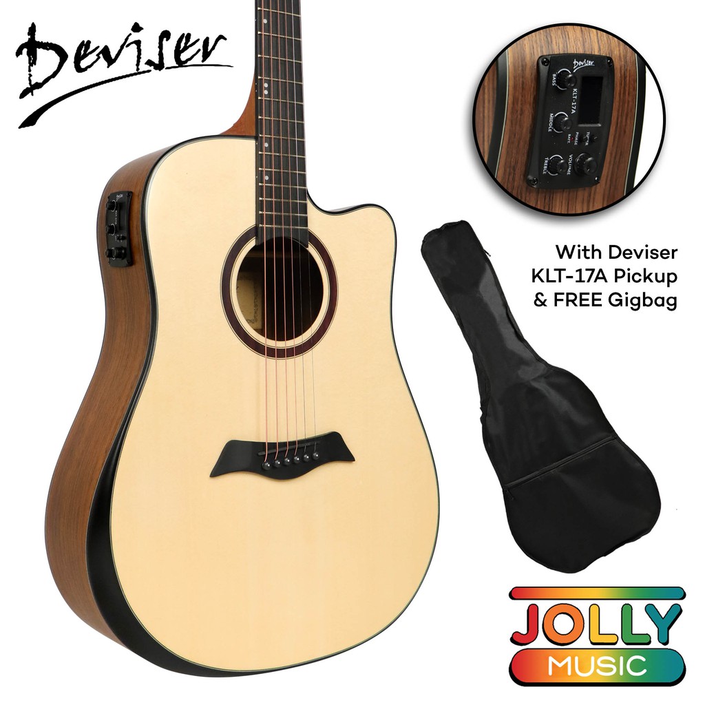 Deviser LS-570 EQ Acoustic-Electric Guitar w/ Beveled Armrest(Spruce/Walnut) OM and Dreadnought ...