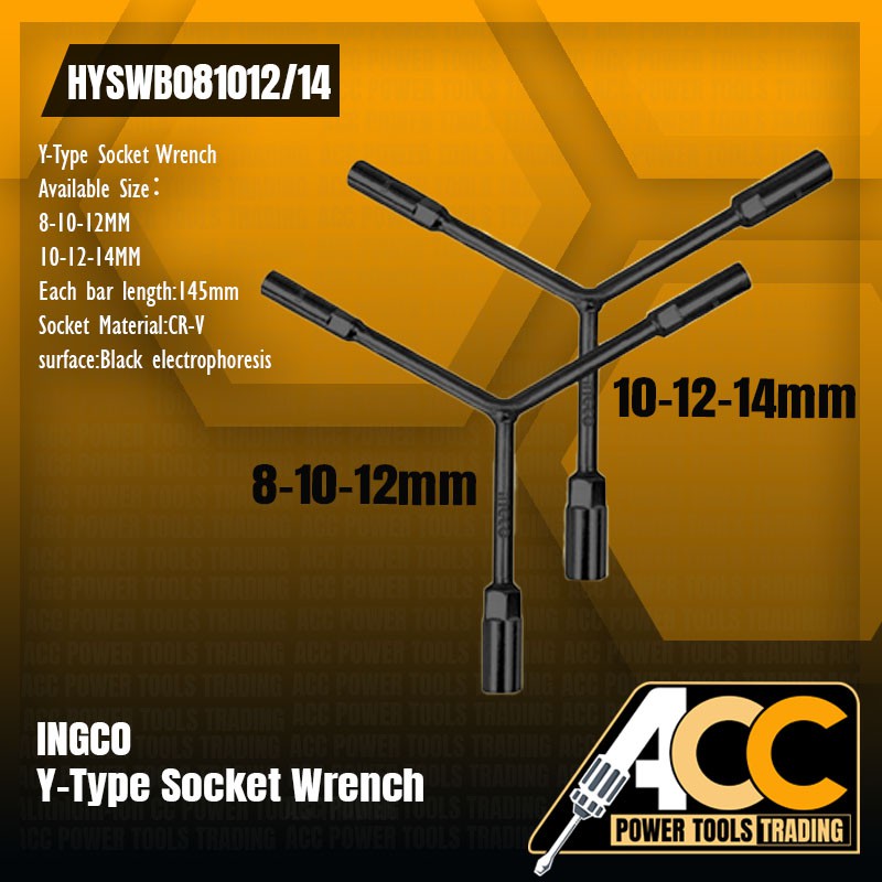 INGCO Y-Type Socket Wrench (Size: 8-10-12mm, 10-12-14mm) | Shopee ...