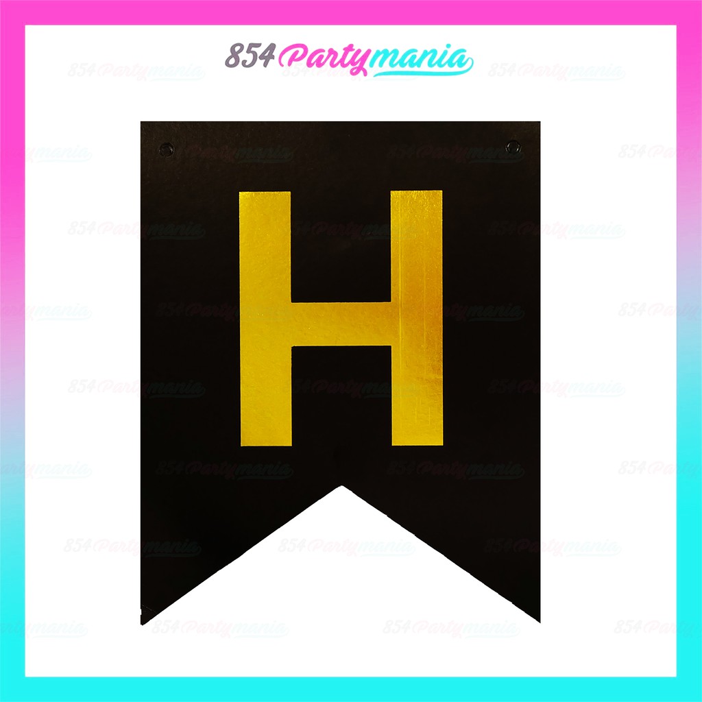 DIY Black Letter Banner Big Size DIY Banner Gold Stamping Alphabets ...