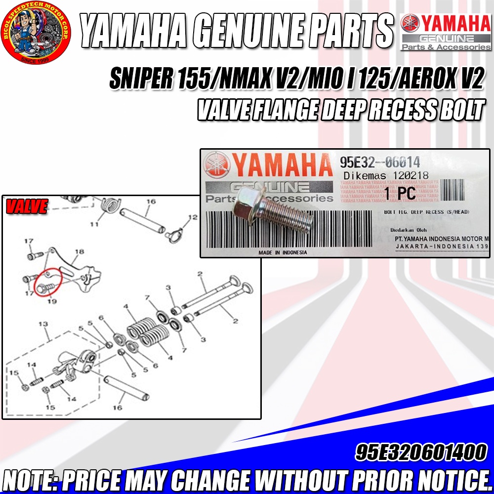 SNIPER 155/NMAX V2/MIO I 125/AEROX V2 VALVE FLANGE DEEP RECESS BOLT ...