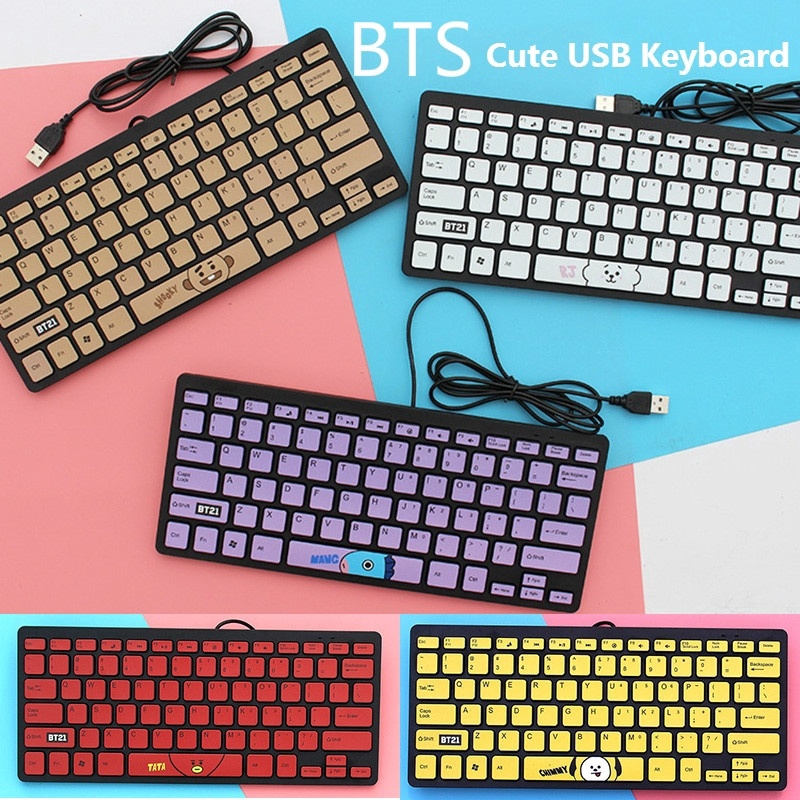 Kpop BTS BT21 Bangtan Boys USB Keyboard for PC Laptop TATA CHIMMY KOYA ...
