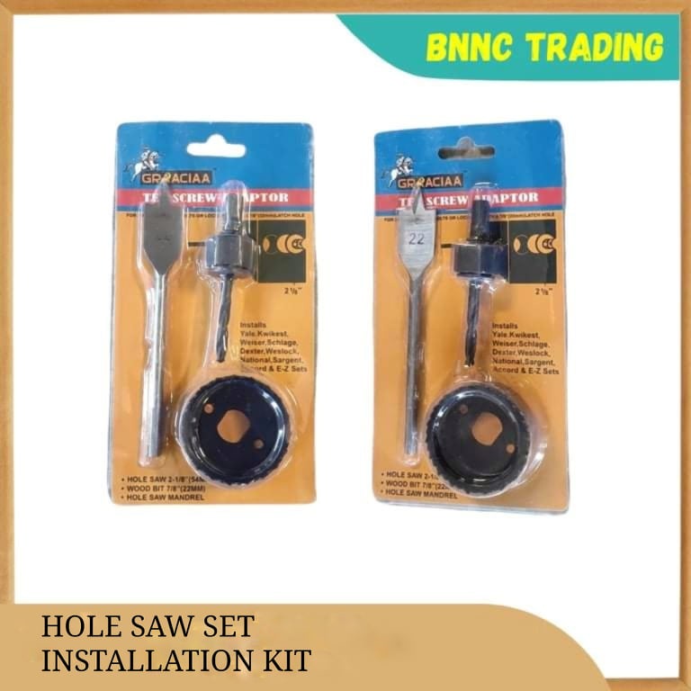 BNNC HOLE SAW SET DOOR LOCK INSTALLATION KIT WOOD HOLE SAW | Shopee ...