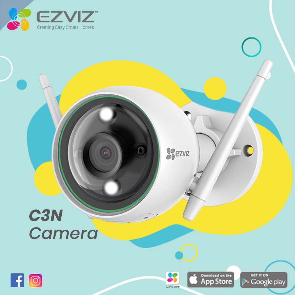 Wireless Cctv Ezviz Wi-Fi IP Camera 2MP Model C3N Colorvu | Shopee ...