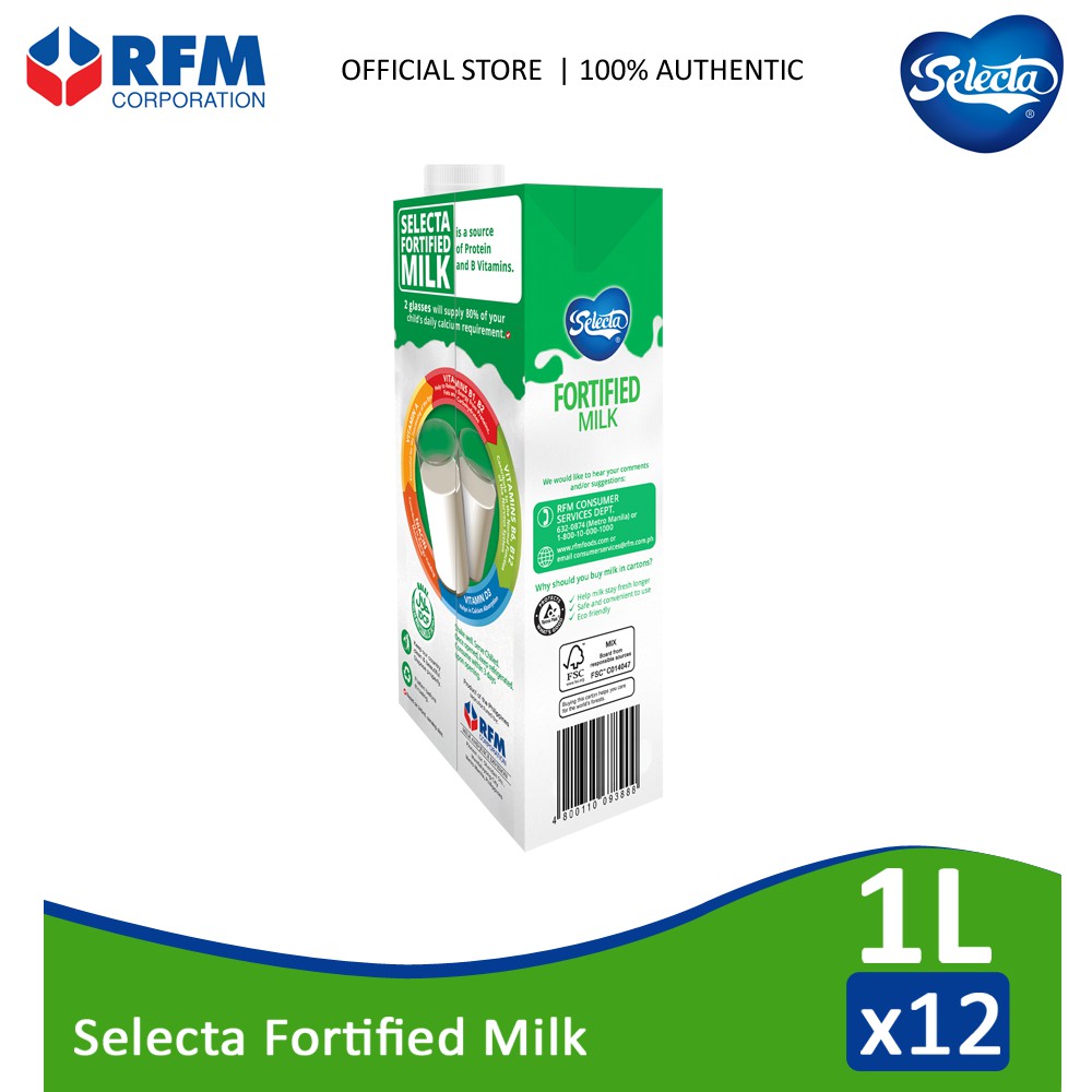 Selecta Fortified Milk 1 Liter - Pack of 12 | Shopee Philippines