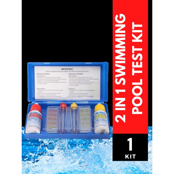 2-way Swimming Pool Test Kit (Chlorine pH Tester 2 in 1 Water Acidity ...