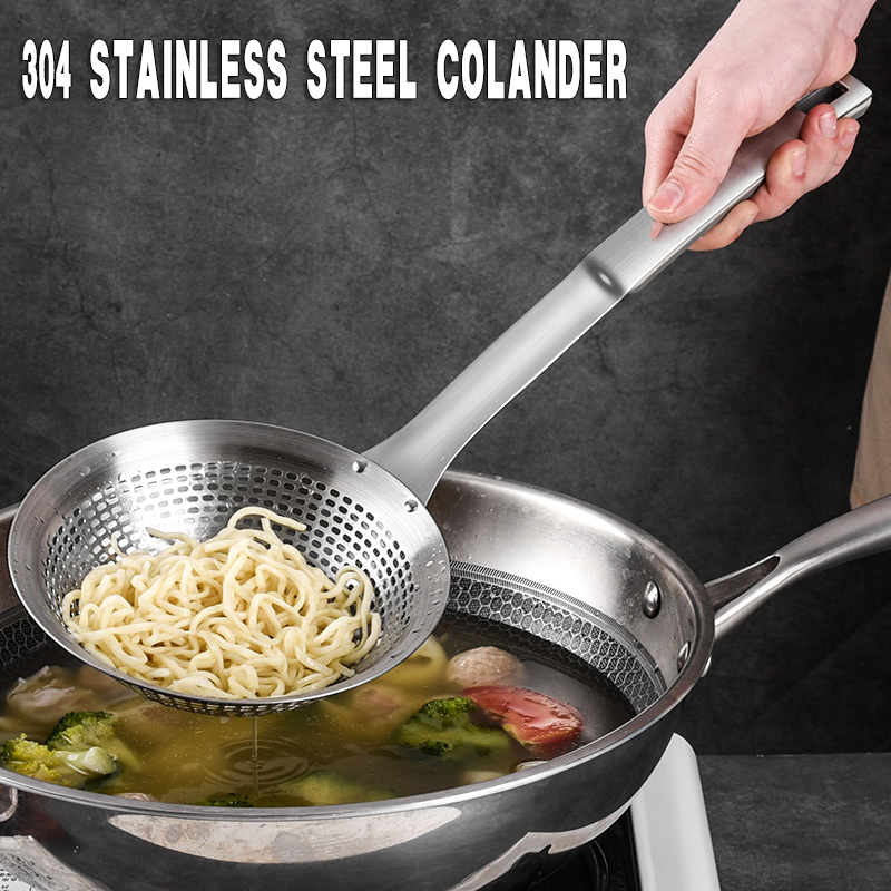 Premium 304 Stainless Steel Pasta Strainer, Noodle Drainer, Spaghetti ...